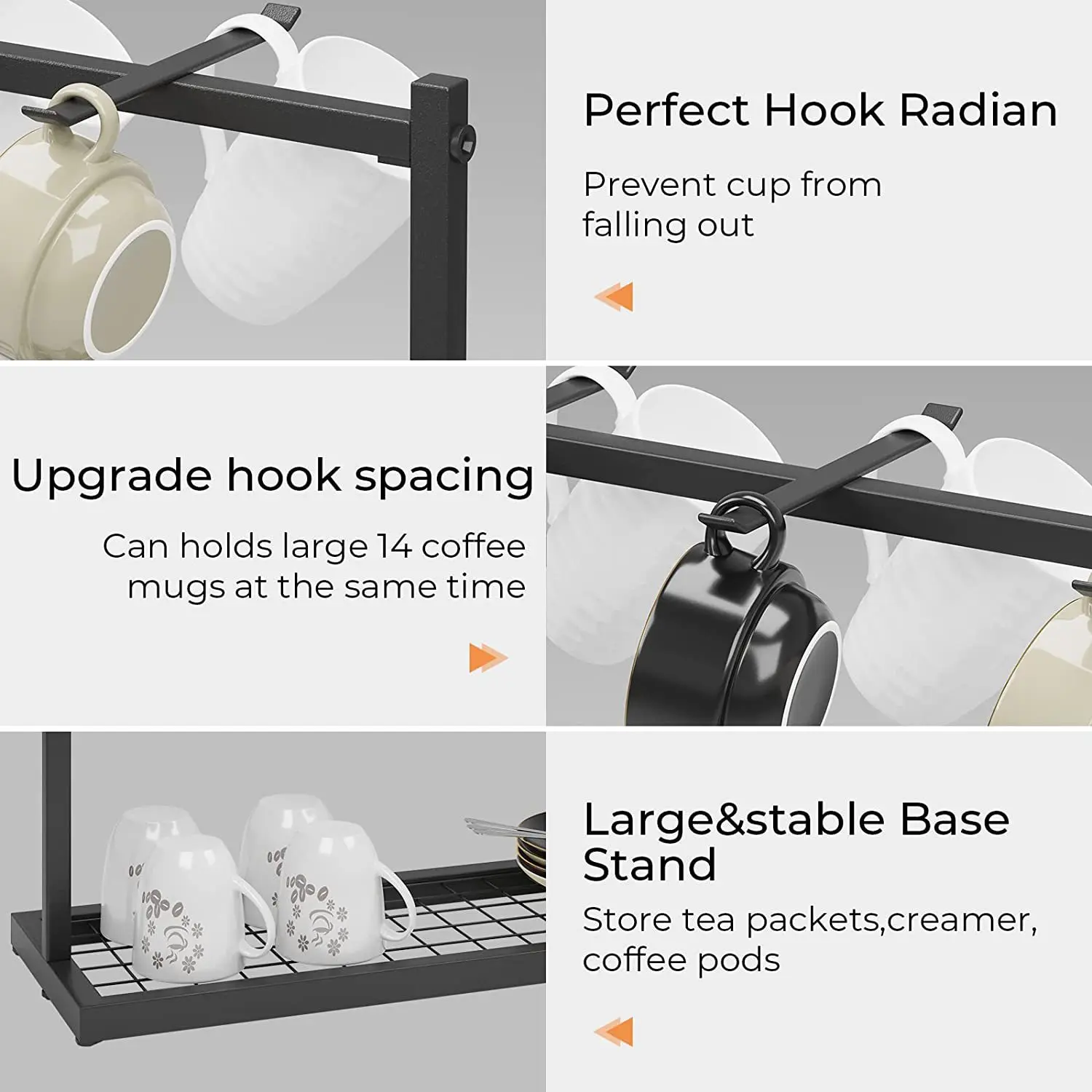 2-tier Stainless Glass Countertop Mug Display Storage Box Large Coffee ...