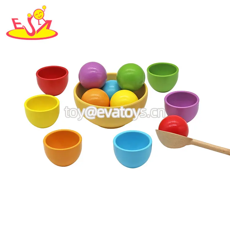 Kids Educational Matching Game Wooden Color Sorting Toy With Balls And ...
