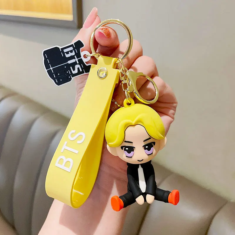New 6cm 7 Styles 3d Sitting Posture Bt21 Bts Pvc Key Chain For Kid Gift ...