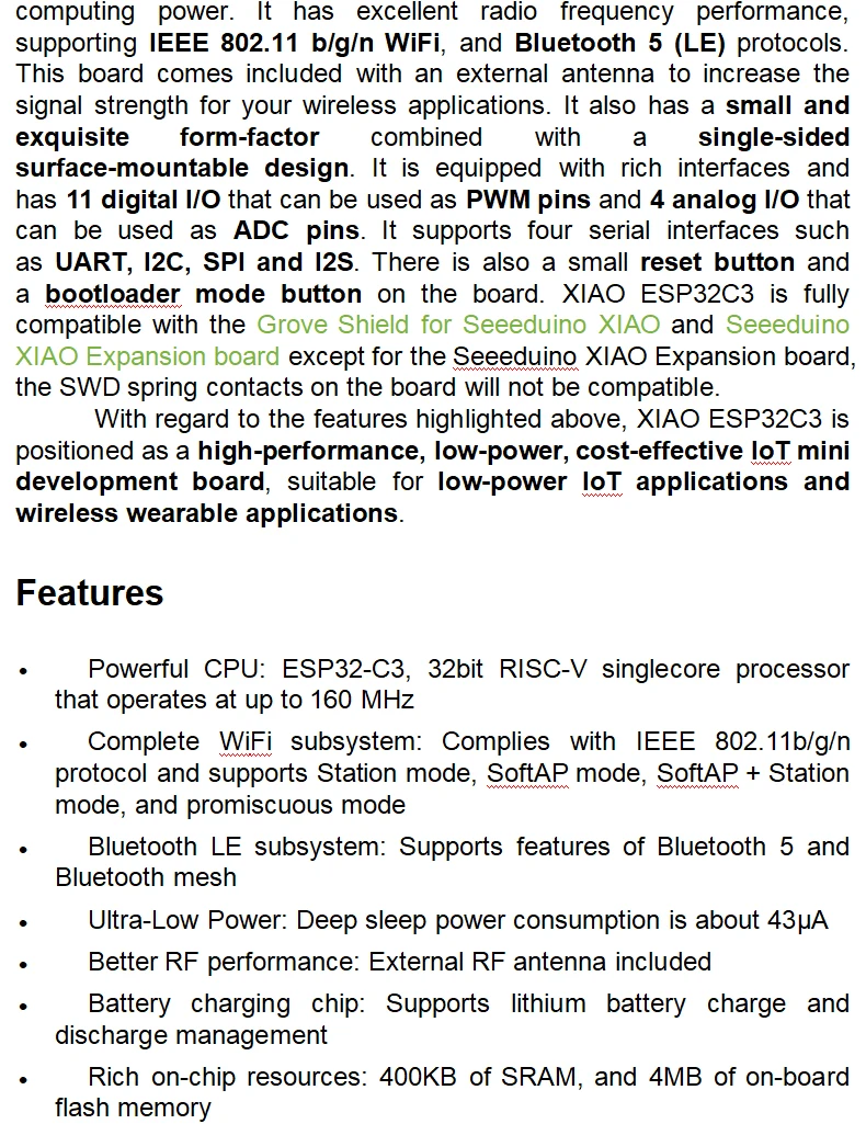 Xiao ESP32C3 BLE Wireless Development Board Seeed Studio Shaw ESP32C3 ...