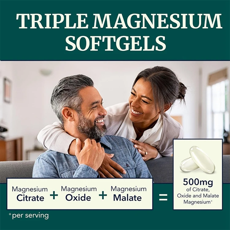 Triple Magnesium Softgels Citrate Malate & Oxide Highly Absorbable ...