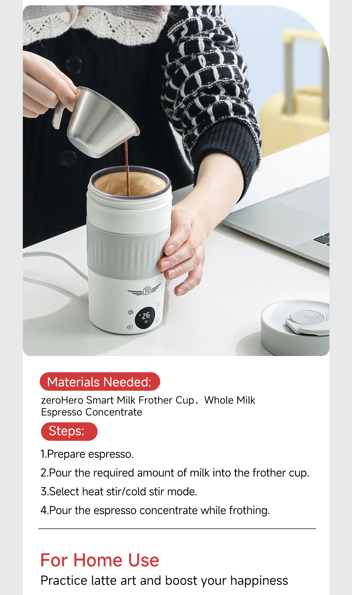 ZeroHero Hot or Cold Foam Electric Milk Frother Cup| Alibaba.com