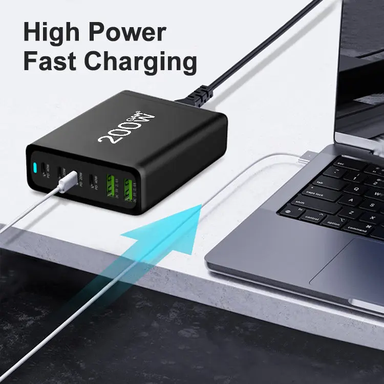 200w Fast Pd Gan Usb C Hub Multiport Travel Adapter 6 In 1 High Power ...