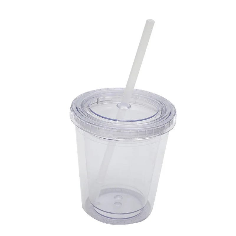 12oz Transparent Juice Cup Bpa Free Water Mug Double Wall Plastic ...