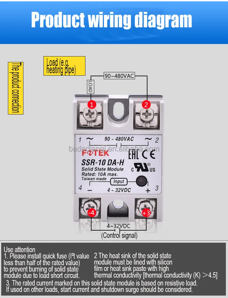 Fotek Single Phase Solid State Relay Ssr-10da-h High Voltage Resistant ...