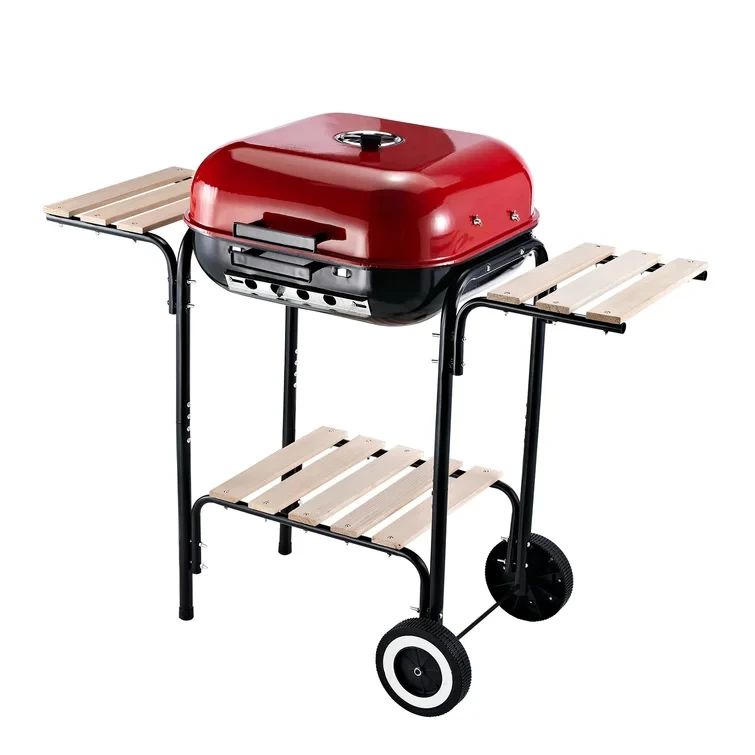 Portable Rolling Barbecue Trolley Smoker Charcoal Bbq Grill With Wheels ...