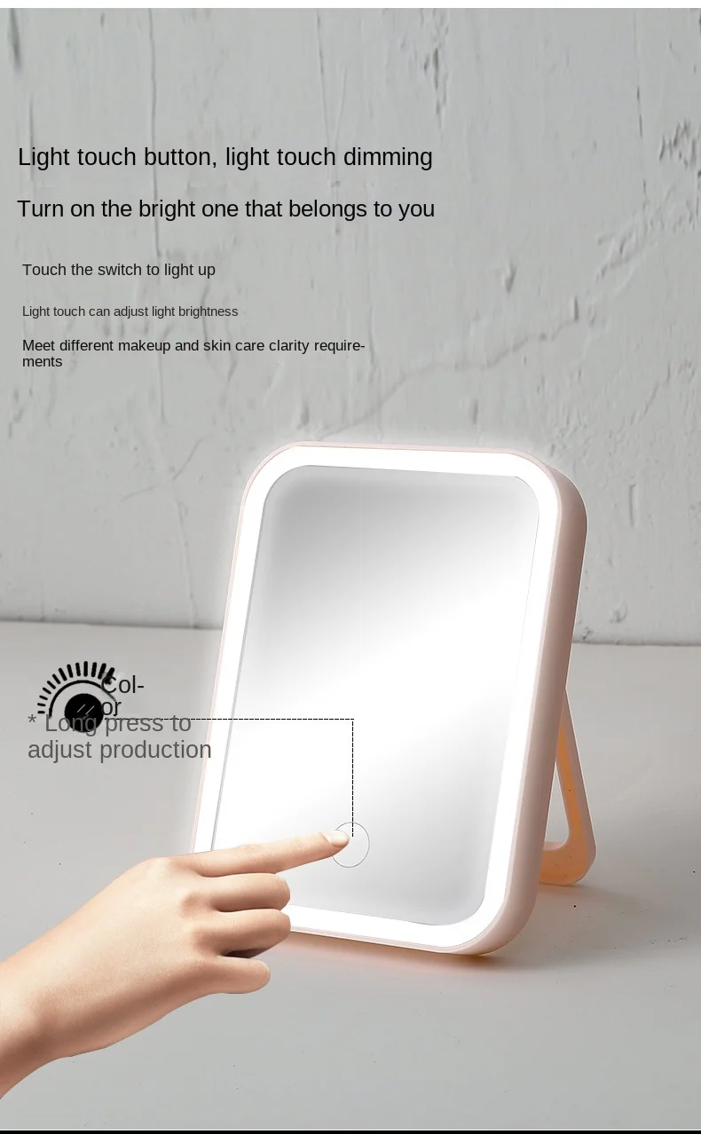 Hot-selling Square Led Makeup Mirror Desktop Usb Charging And Touch ...