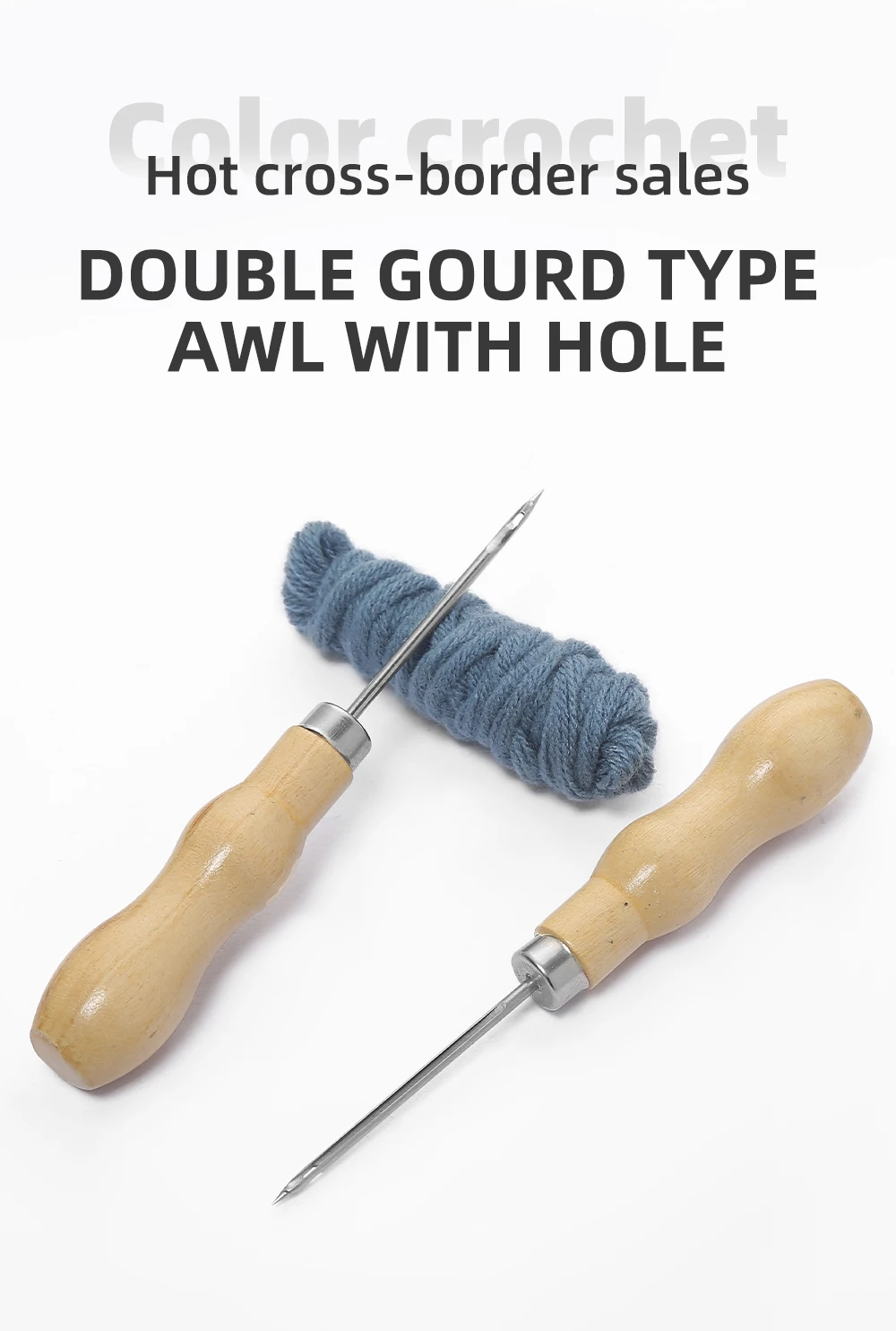 JP Wooden Double Gourd Shape Handle Punches Hole Leather Stitching ...