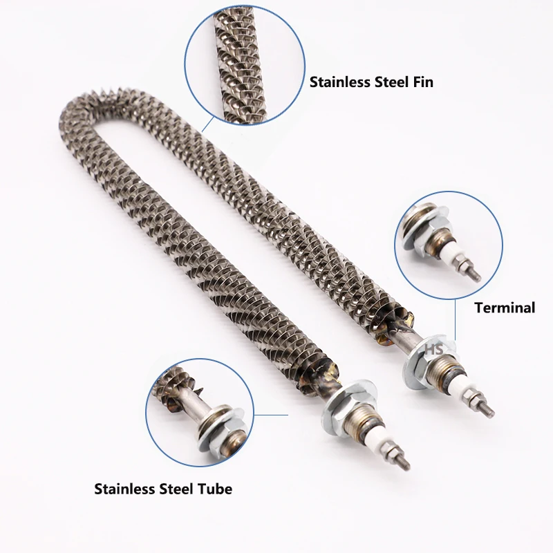 U Type 500w 1kw 2kw Stainless Steel Electric Air Heating Finned Tubular ...