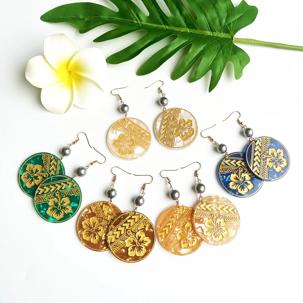 Tortoiseshell & Gold Floral Seashell Drop Earrings OEM