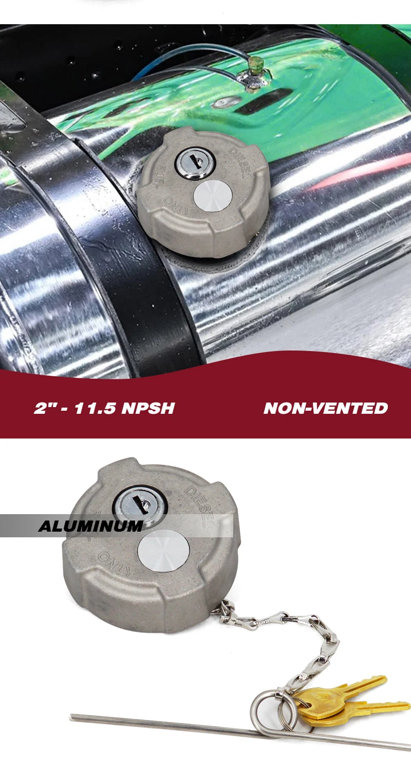 Aluminum Locking Diesel Fuel Cap 2" - 11.5 NPSH