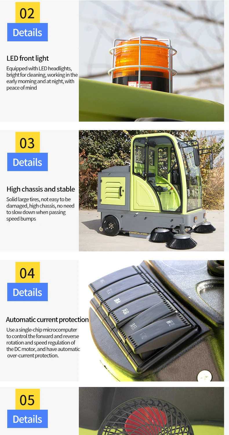 Garbage Sweeper Truck 4 Wheel Steering Cleaning Machine Closed Powered ...