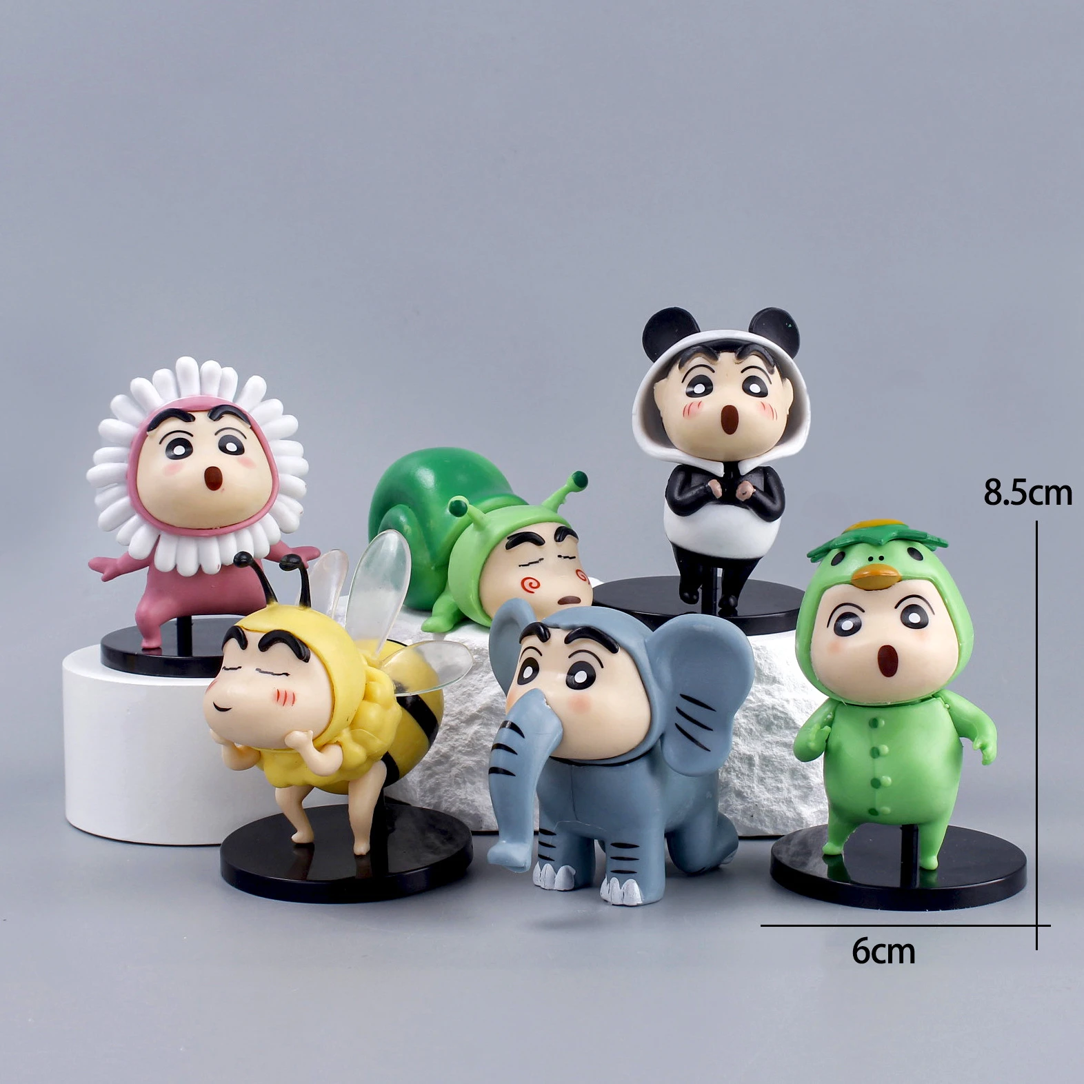6pcs Anime Crayon Shinchan Figures Nohara Shinnosuke Action Figure Car ...
