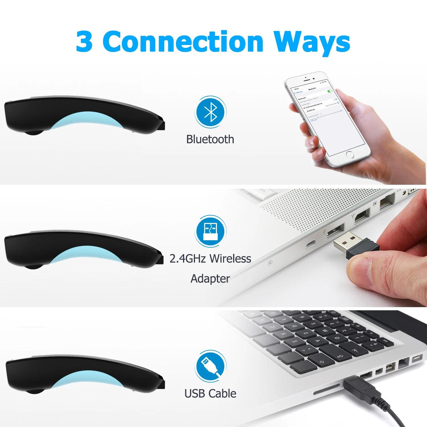 Kefar Usb Wired & Wireless Handheld Rfid Barcode Scanner