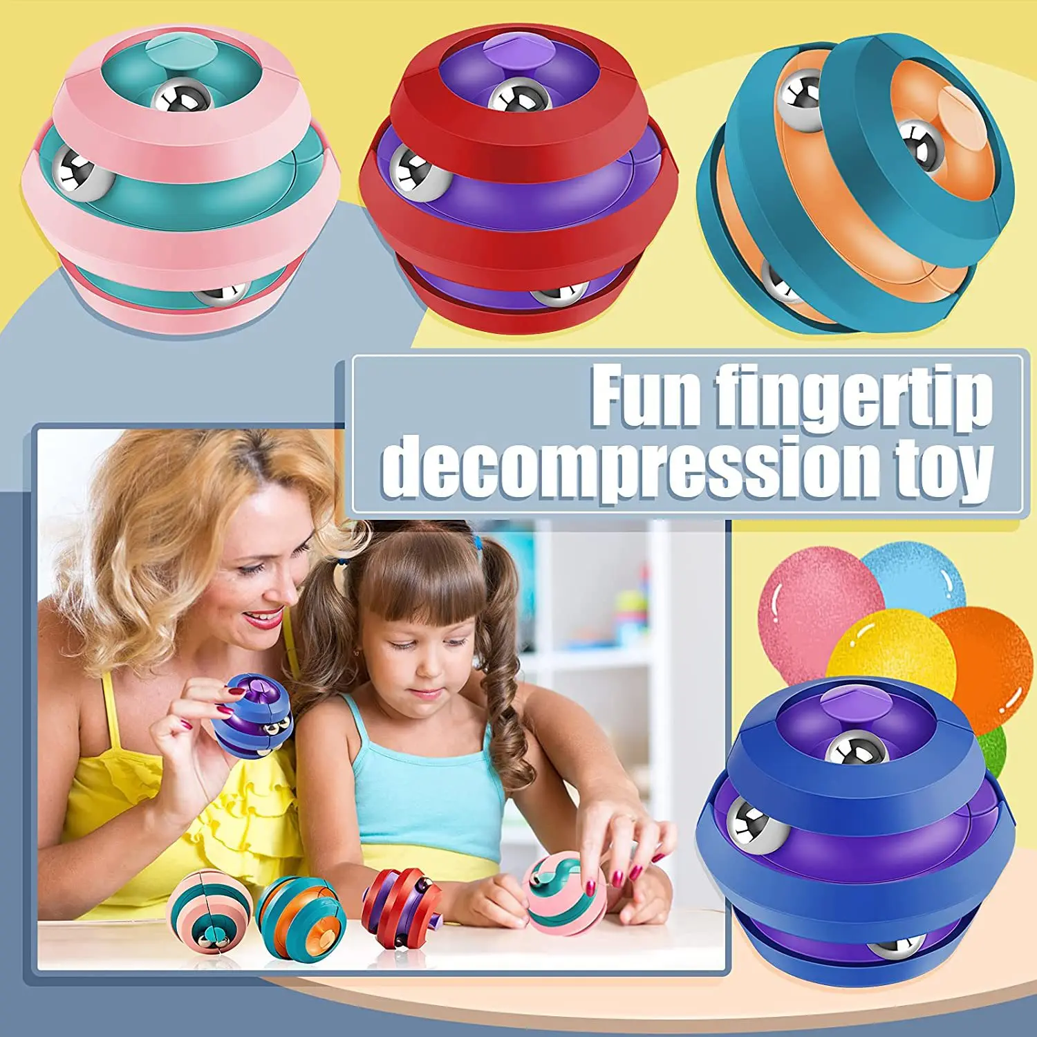 Ee485 New Novelty 3 4 Track Rotating Beads Spinning Ball Fingertip Cube ...