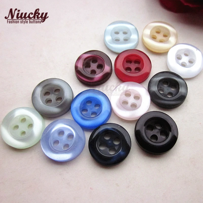 Wholesale Quality 11mm 14 Colors Round Edge 4 Holes Pearlescent Resin ...