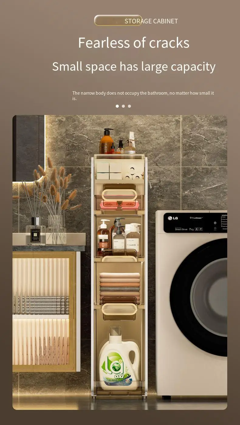 Modern Square Plastic Bathroom Storage Cabinets Slotted Design With ...