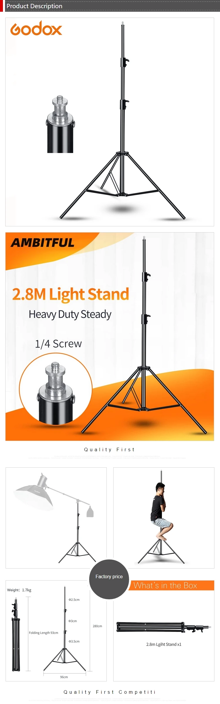 280cm 2.8m 9ft Pro Heavy Duty Light Stand For Fresnel Tungsten Light Tv ...