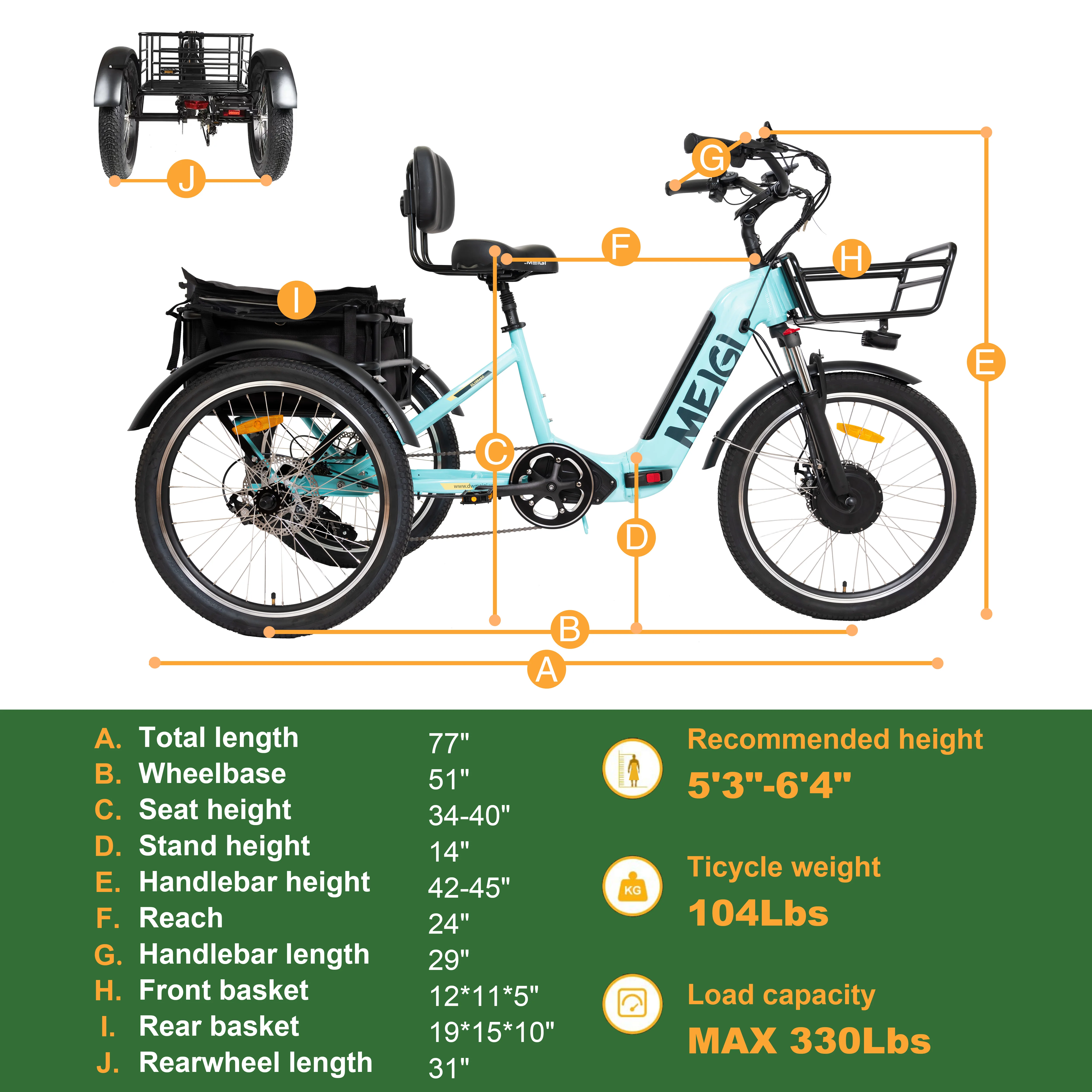 24 Inch Wheels Electric Foldable Trike Electric Step Through Trikes for ...