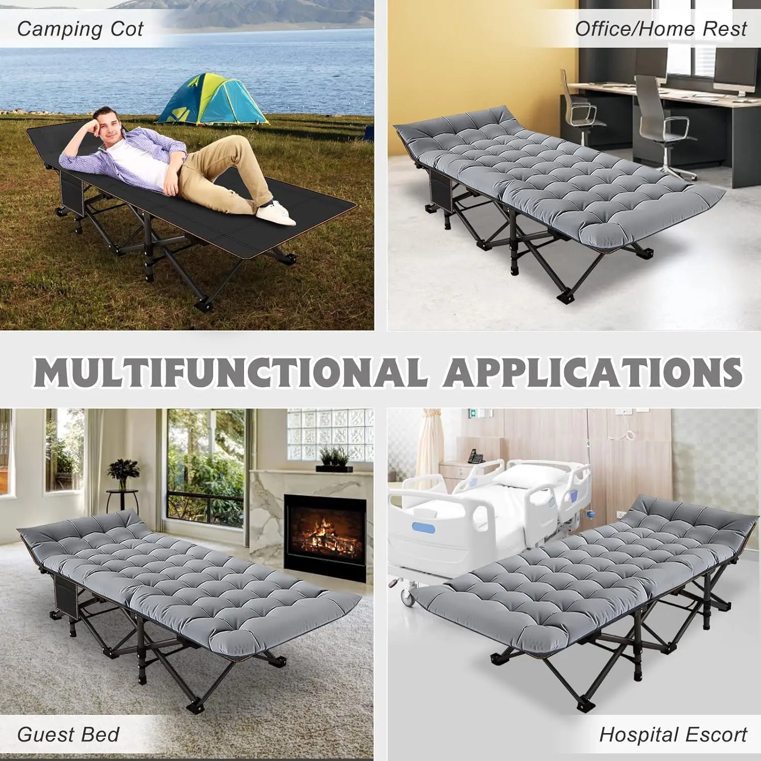 Portable Folding Camping Beach Bed Cot Metal Single Metal Sale Adult ...