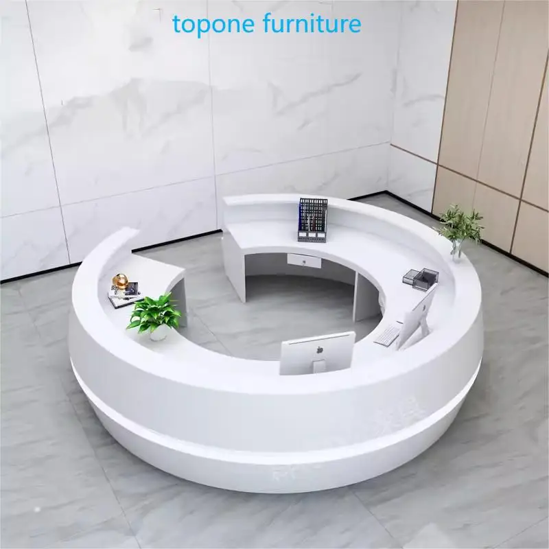 Modern White Curved Reception Desk - Custom Smoothness