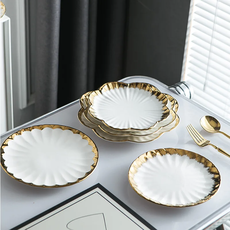 Modern Luxury Golden Rim Ceramic Dinner Plates Dishes Wholesale ...