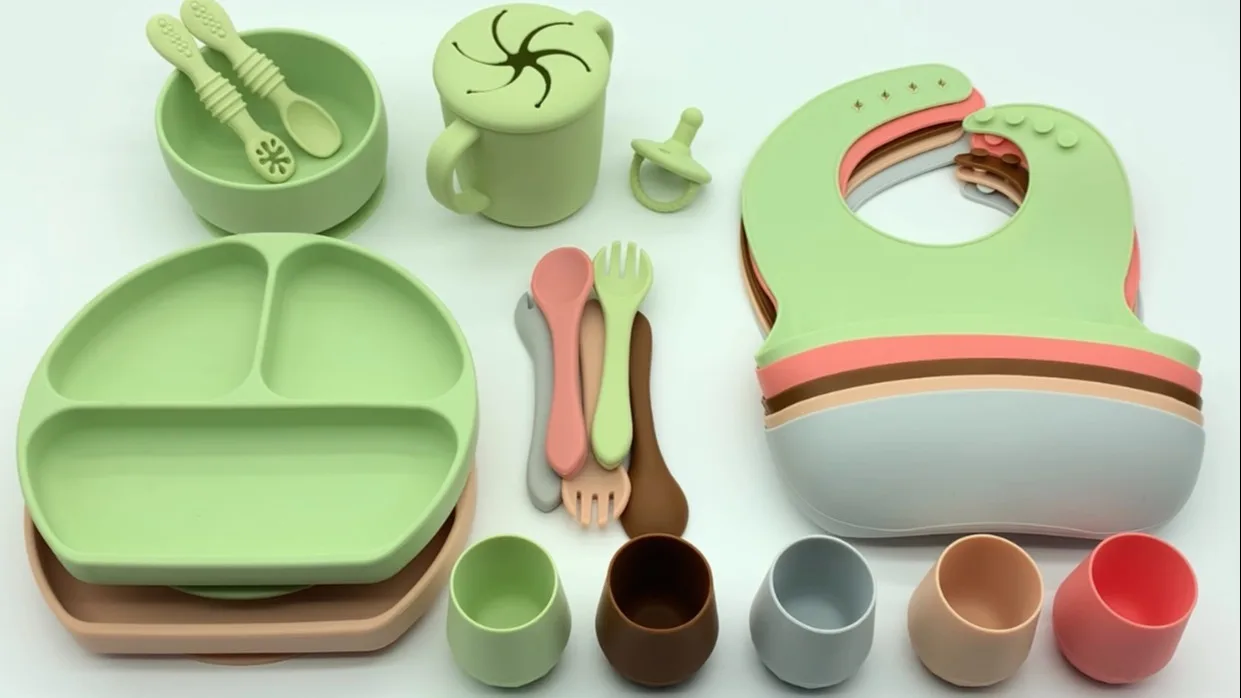 Kids Bpa Free Silicone Baby Feeding Divided Silicone Plate Toddlers ...