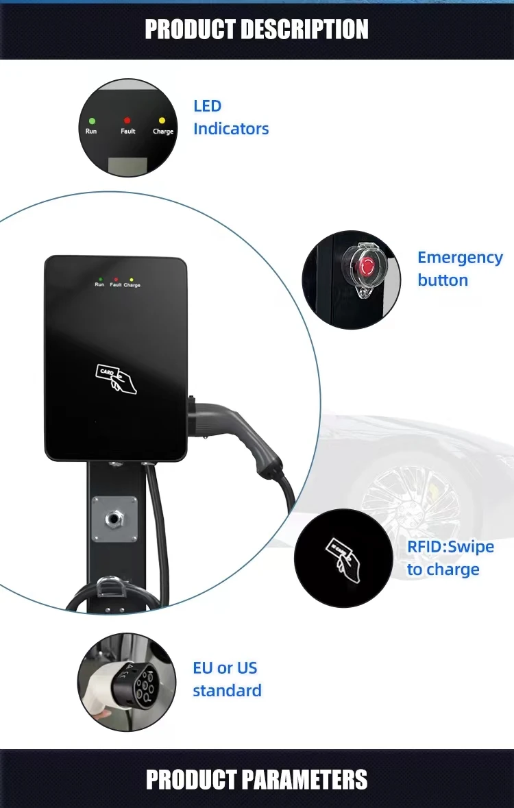 11kw Ac Ev Charger Car Charger Type 2 Iec62196-2 With Ce Certification ...