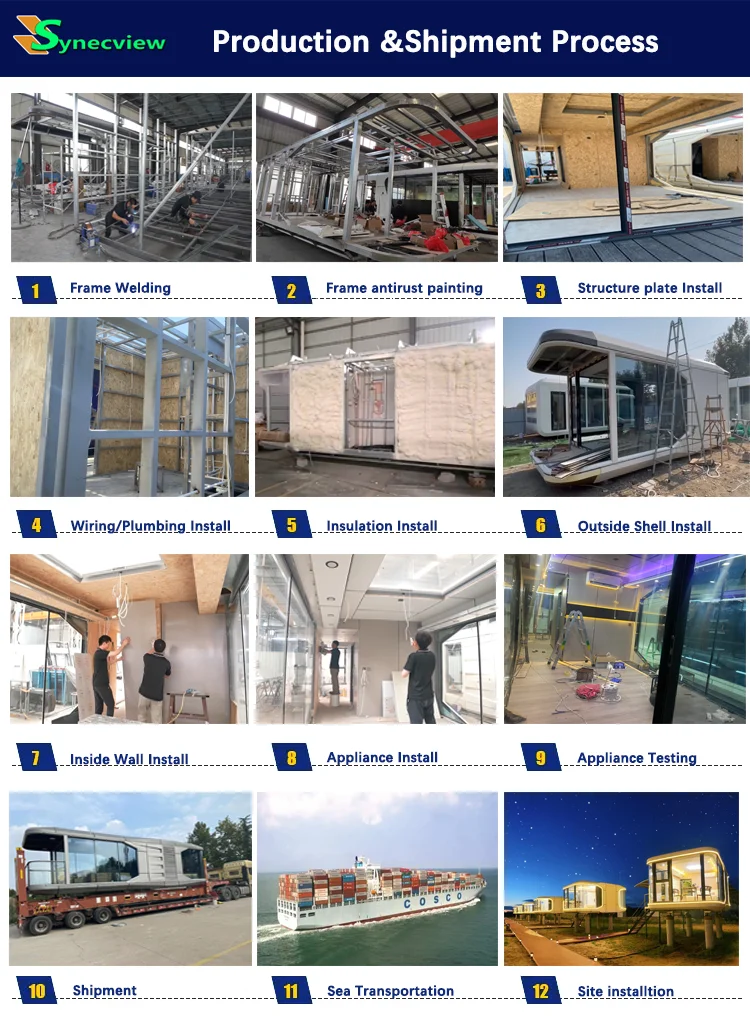 20ft 40ft Studio Pod Apple Cabin House Prefab House Glamping Pod Cabin ...