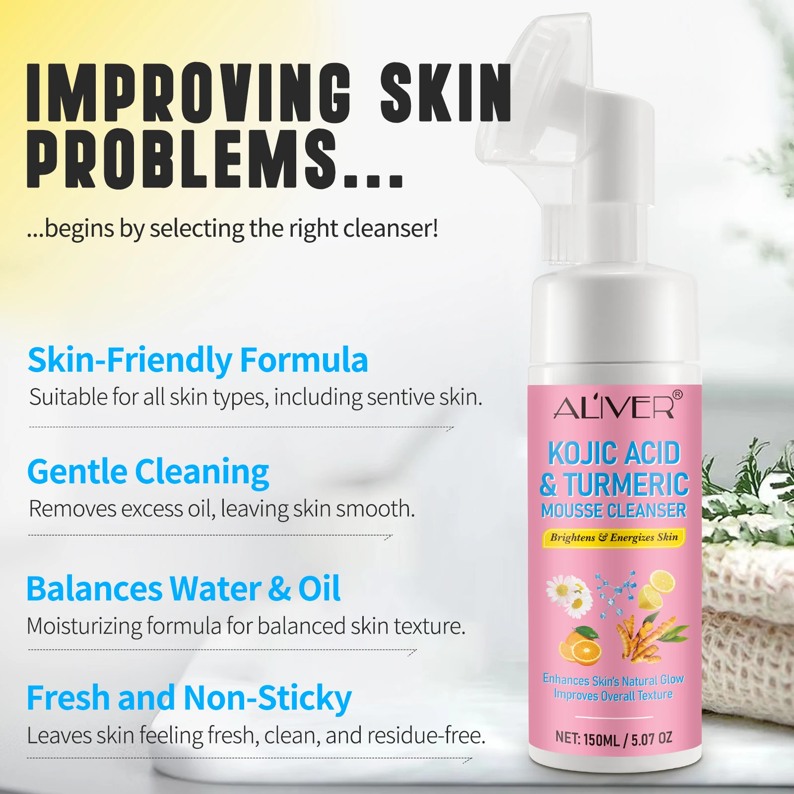 ALIVER Facial Foaming Cleanser - Deep Cleansing & Moisturizing