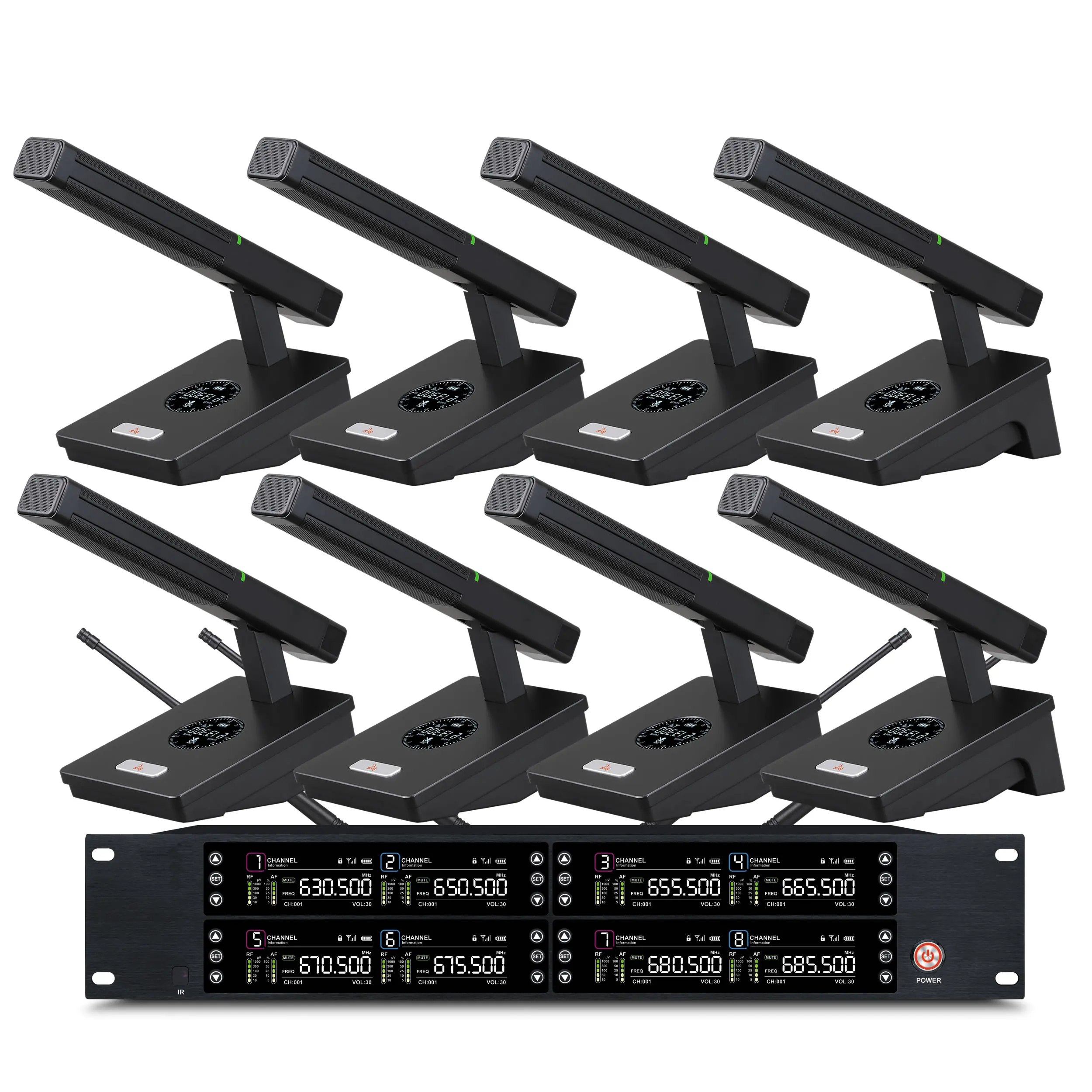 Professional 1 To 8 Gooseneck Conference Mic Desk Meeting Wireless ...