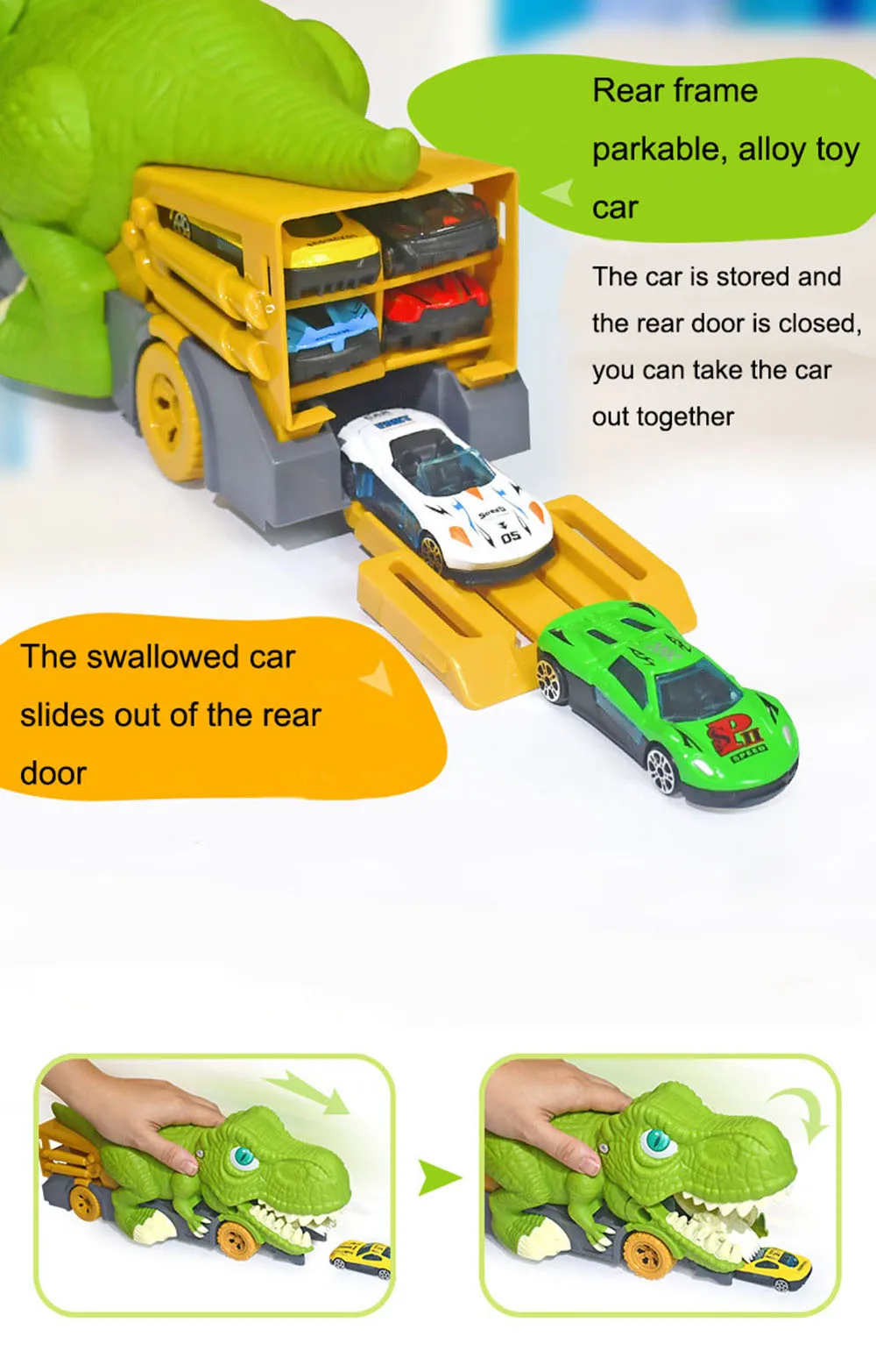 Dinosaur Swallowing Car Toys - Educational Fun for Boys