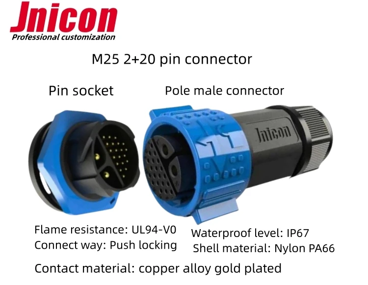 Jnicon M25 2+20 Power Signal Electrical Wire Cable Waterproof Connector ...