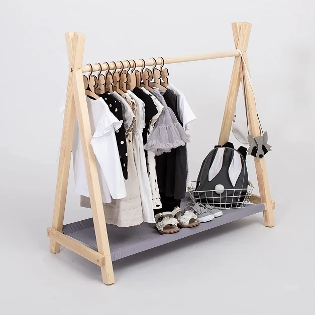 Storage Space Garment Rack Children Wardrobe Teepee Style Clothing Rack ...