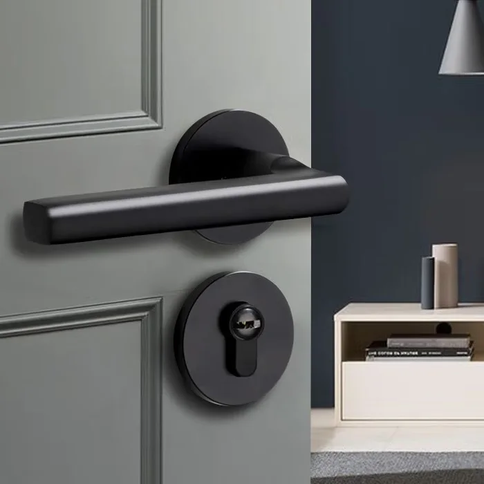 Modern Space Aluminum Round Rod Door Handle Lock Indoor Door Handle ...