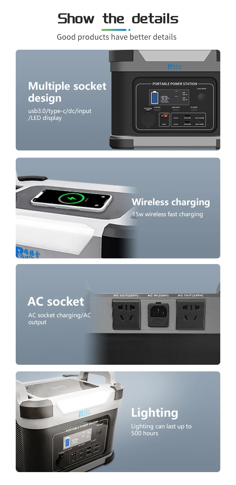 Powered Flexible 1000w 2000 Watts Power Station Portable Solar ...