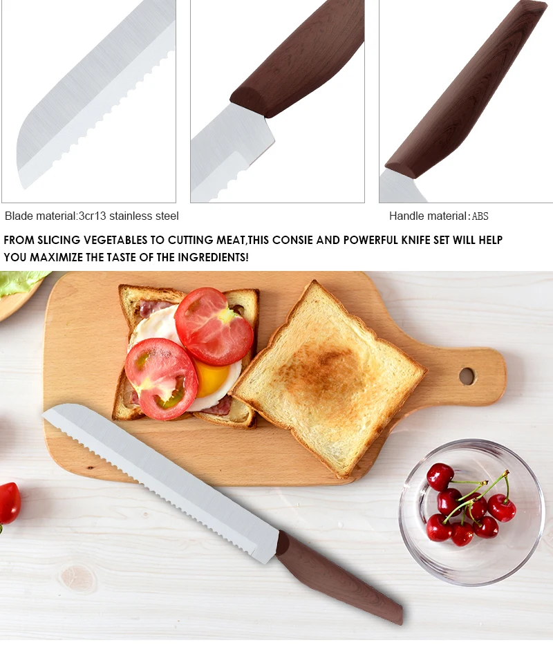 8 Inch Non-stick Serrated Kitchen Bread Knife With Wood Pattern Coating ...