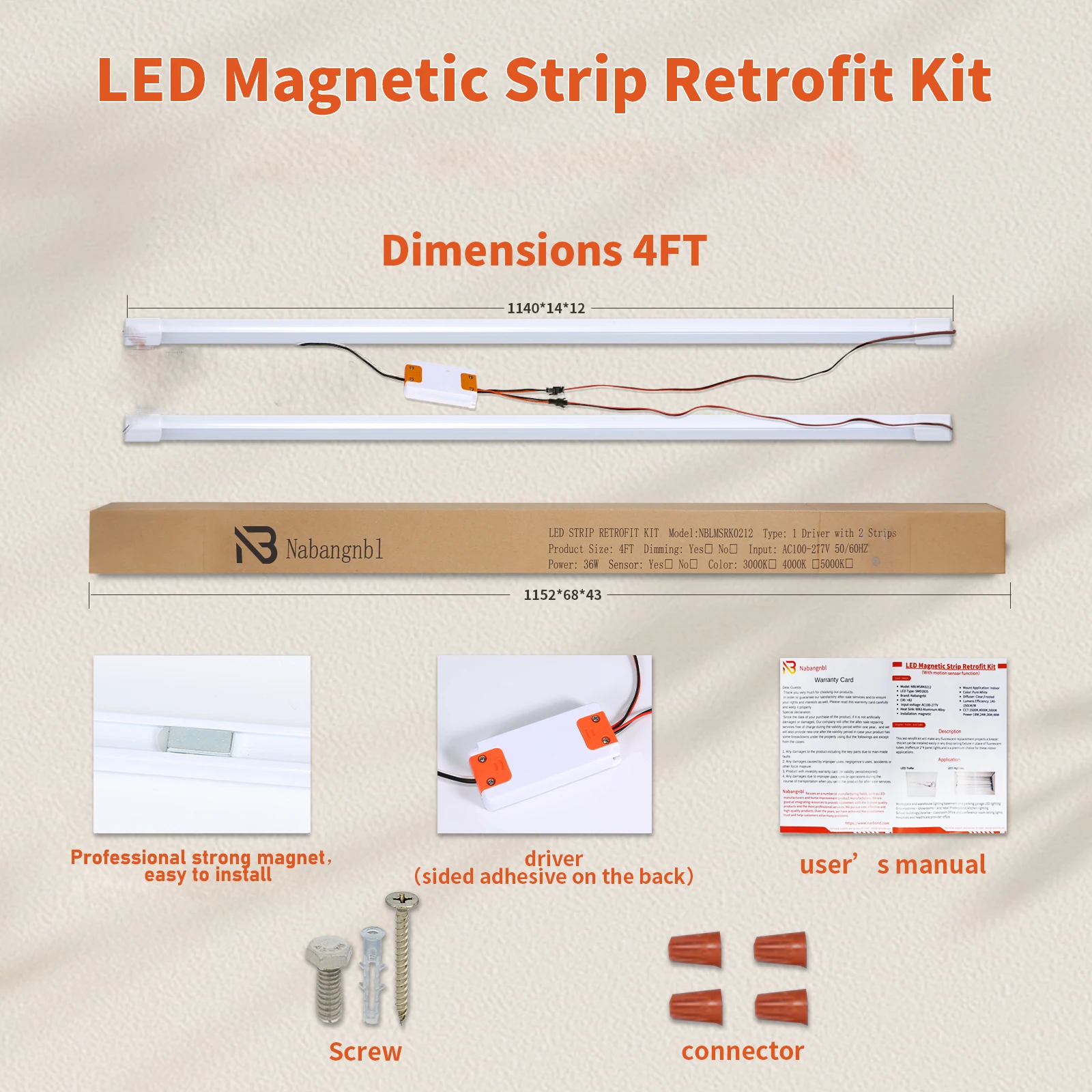 Led Magnetic Retrofit Strip Kit 5cct Adjustable With Motion Sensor ...