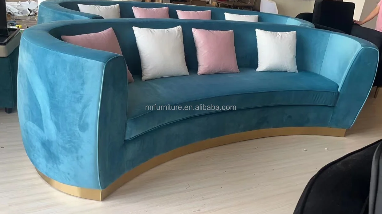 Luxury Gold Stainless Steel Frame Lounge Sofa 3 Seater