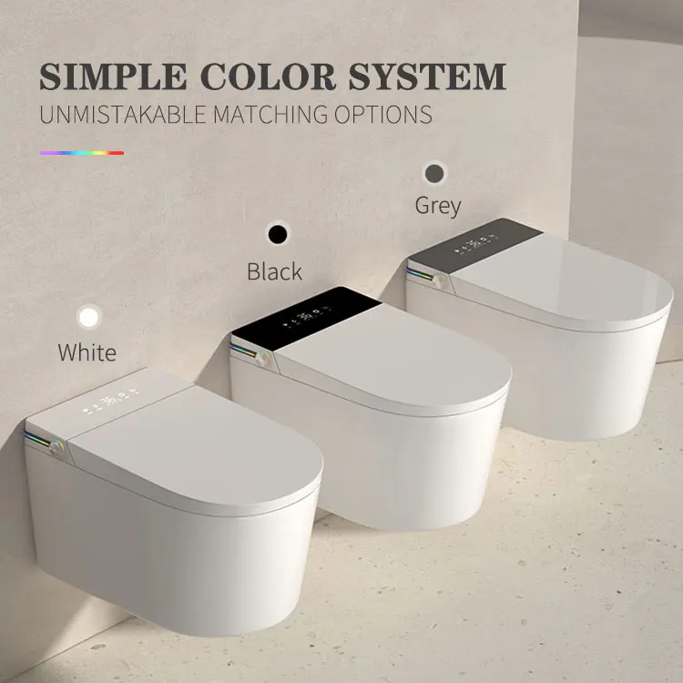 Wall Hung Smart Toilet with Concealed Cistern Heated Seat Intelligent ...
