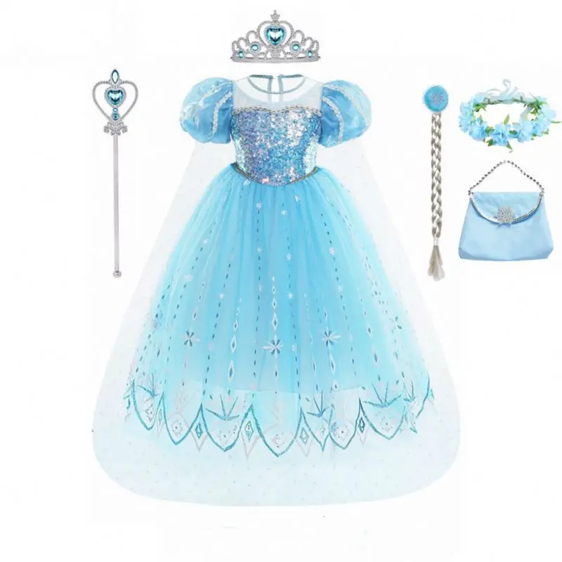 2024 Princess Elsa Dress For Girl Kids Cosplay Elsa Costume Princess ...
