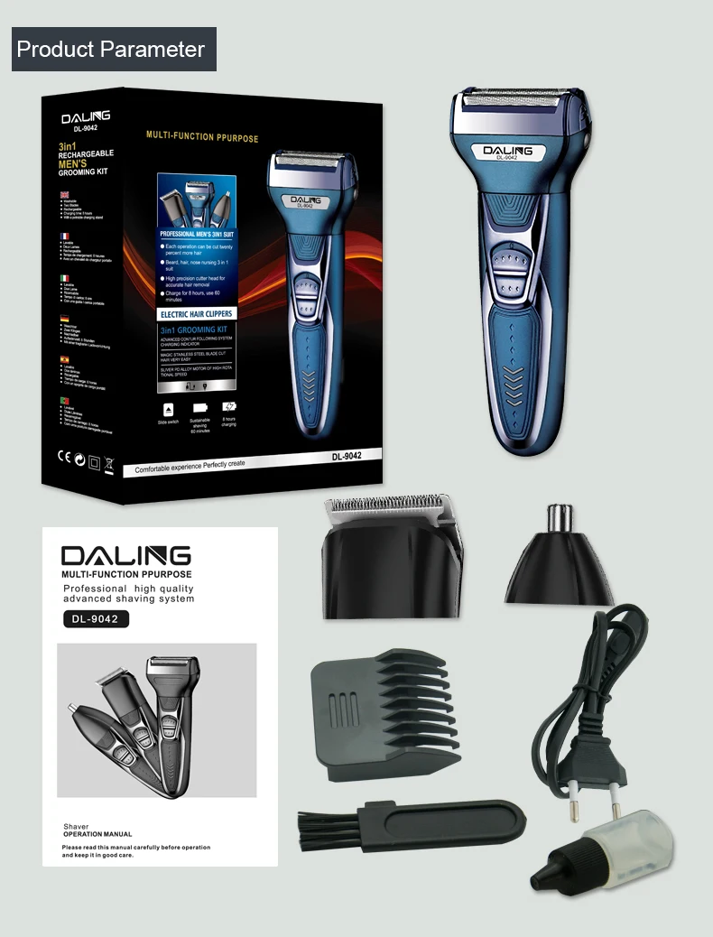 Daling Dl-9042 Multi-functional Electric 3 In 1 Shaver Has The Function ...