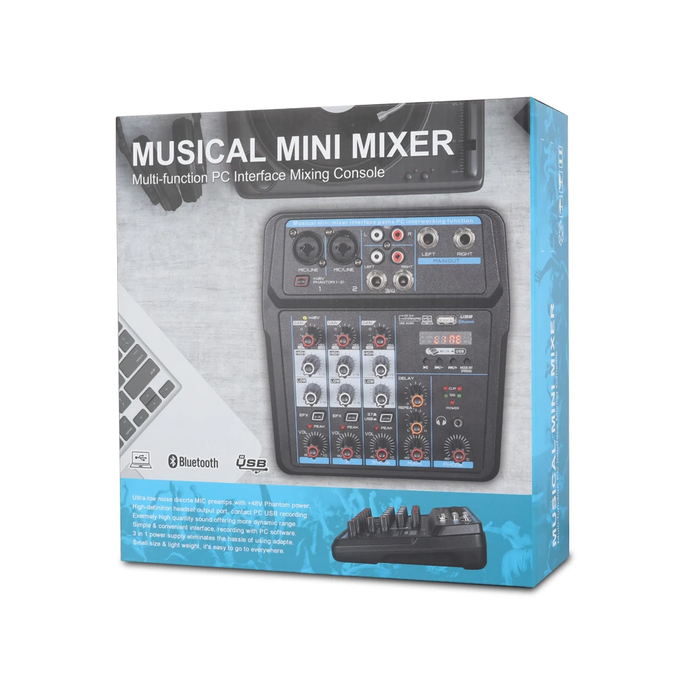 Xtuga Am4 Lightweight And Portable Mini 4 Channel Usb Audio Mixer Dj ...