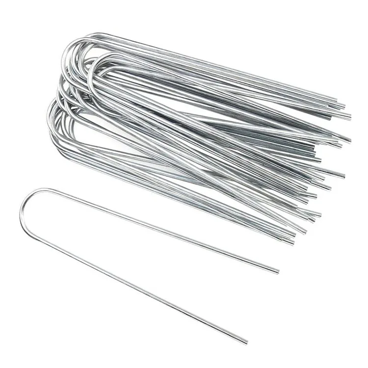 6 Inch Garden Stakes Galvanized Landscape Staples Green U-type Turf ...
