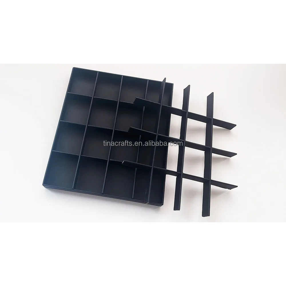 16 Grid Black Moveable Jewellery Organiser Box Cardboard Jewelry ...