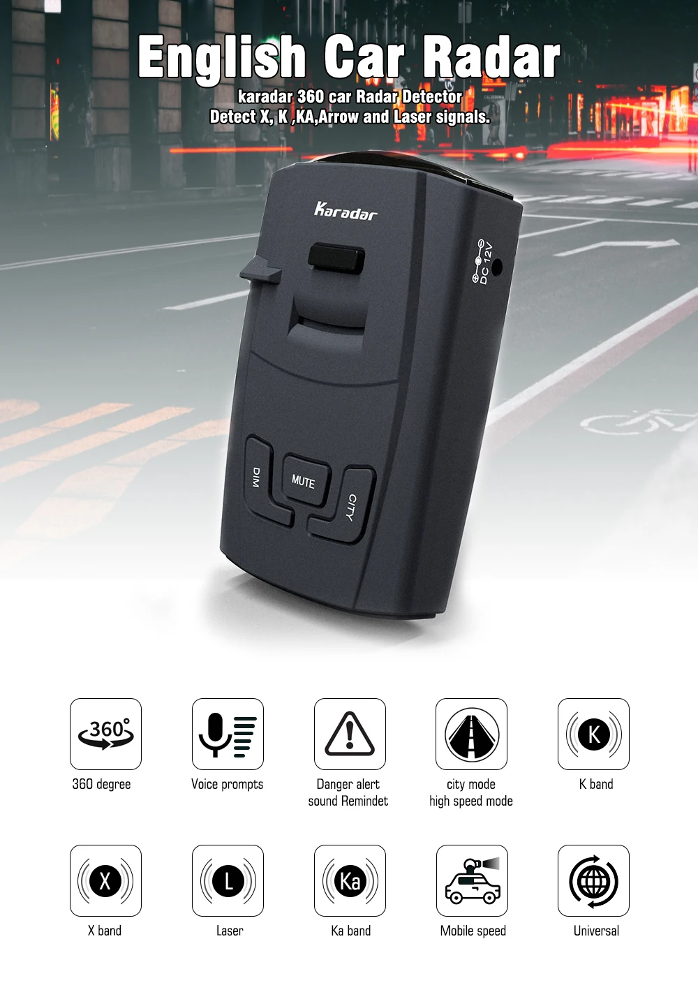 Alibaba.com: X.K.KA. Laser Band Radar S-360 Car Black Box Detector with ...