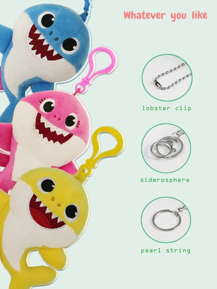 Custom Mini Plush Keychains Cute Shark Stuffed Animal Keyring Small ...