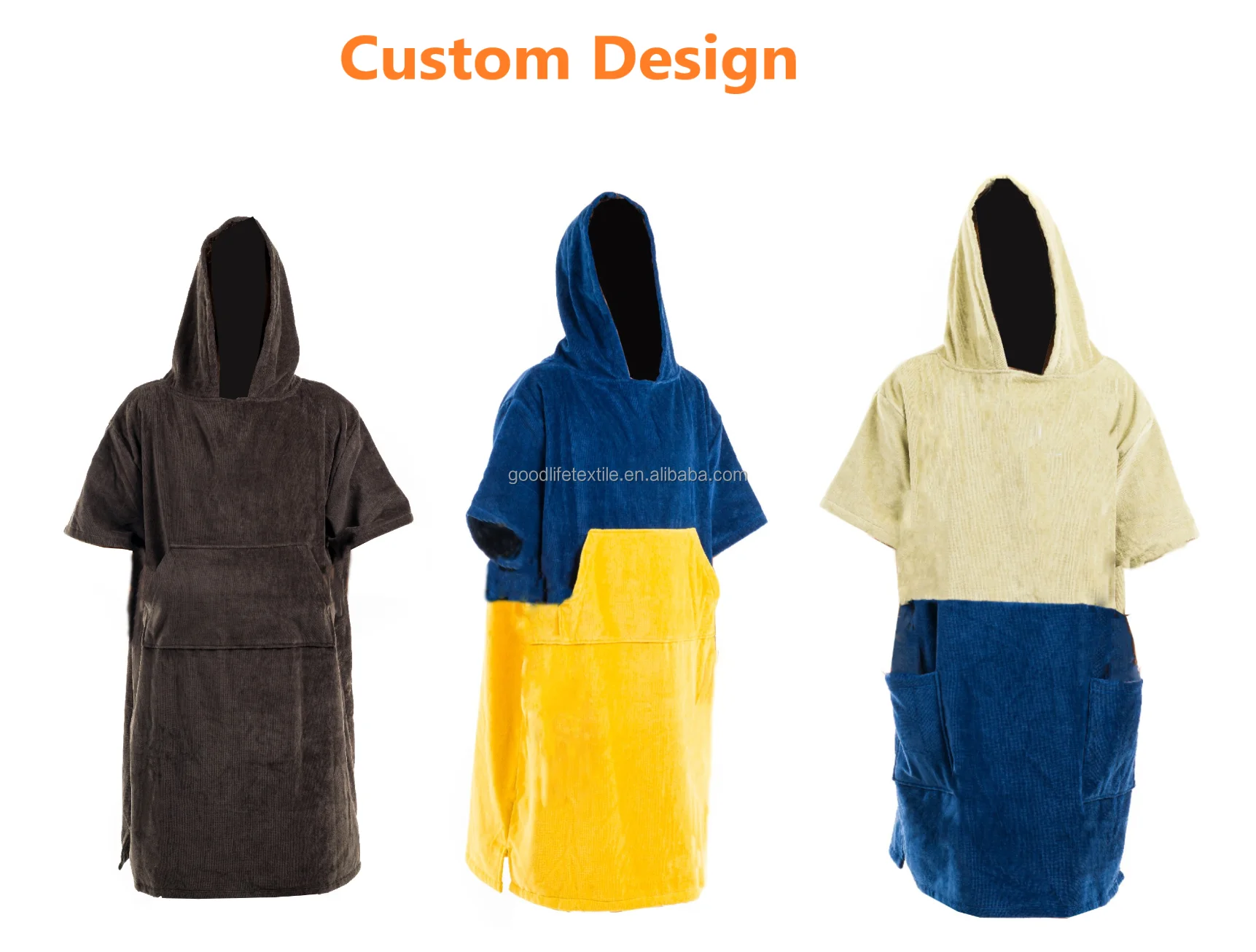 Custom Logo Spa Or Beach Poncho Drying Towel Hooded Towelling Changing ...