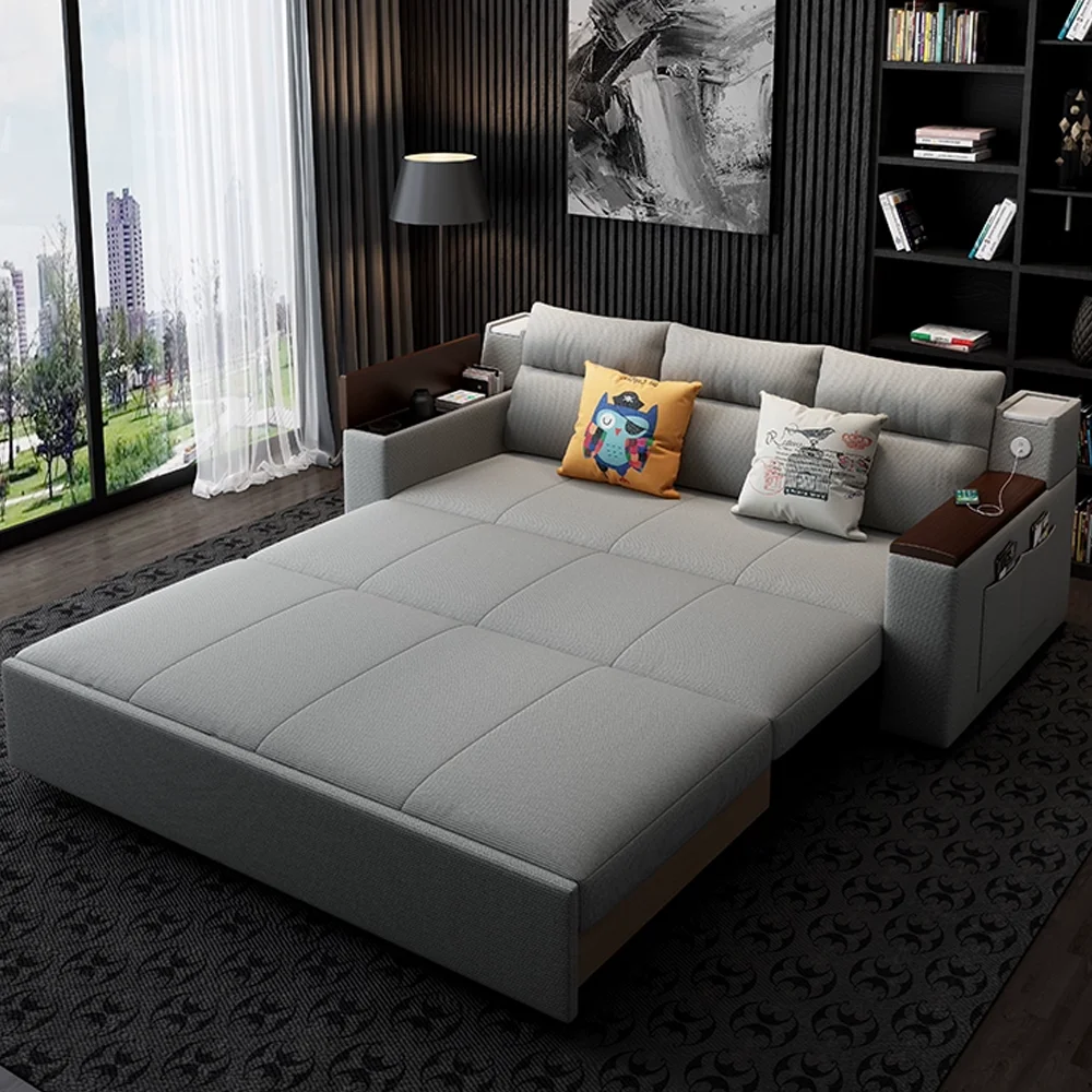 Versatile Modern Fabric Folding Sleeper Couch with Storage