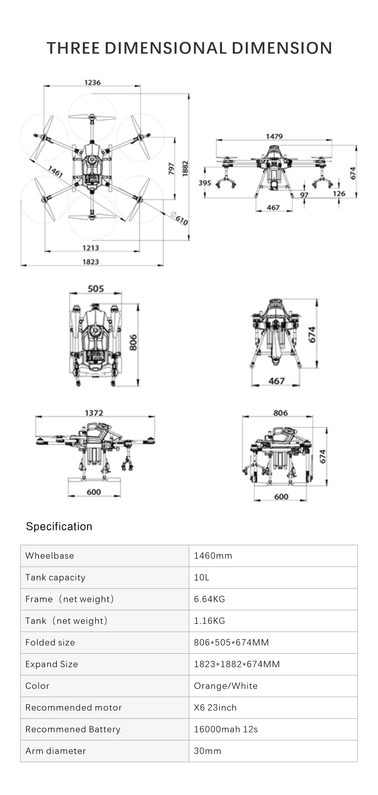 Complete Sale EFT G610 Agricultural Drone Spraying Aircraft